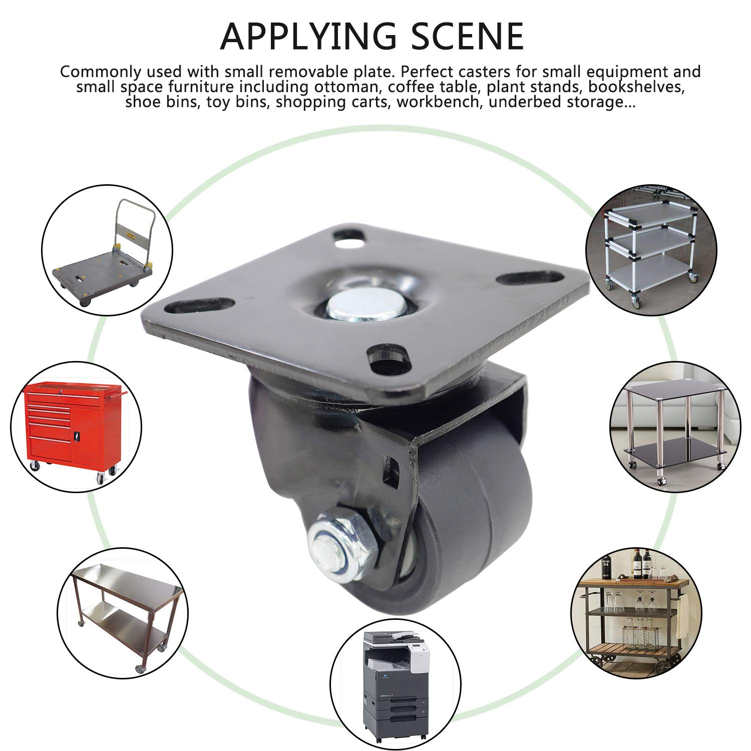 Casoter 2″ Black Extra Heavy Duty Swivel Caster, 32mm Extra Width Hi ...