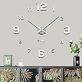 Amazon.com: SIEMOO 3D Frameless DIY Wall Clock, Large Wall Clock Kit 3D Mirror Number Stickers ...