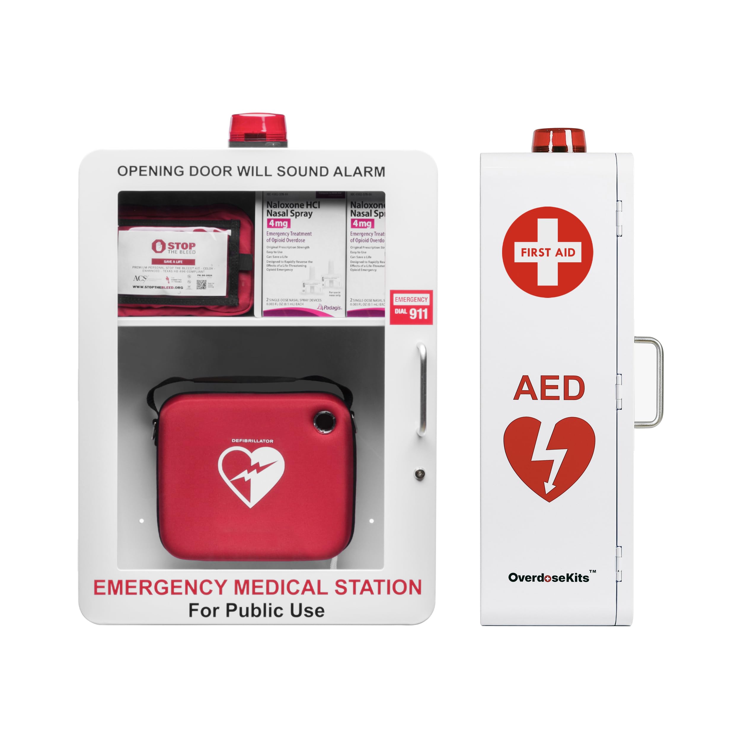 Emergency Medical Station | AED & Naloxone Wall Mount Cabinet Designed ...