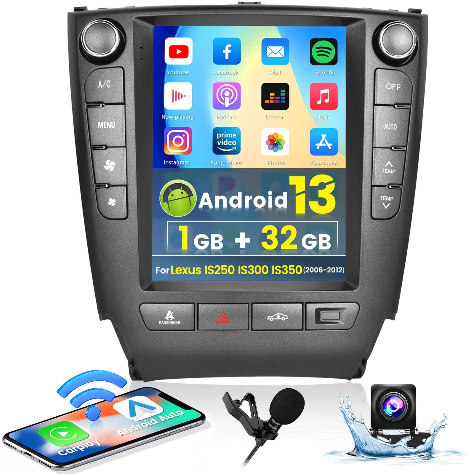 Roinvou Car Radio for Lexus IS250 IS350 IS300 2006 2007 2008 2009 2010 ...