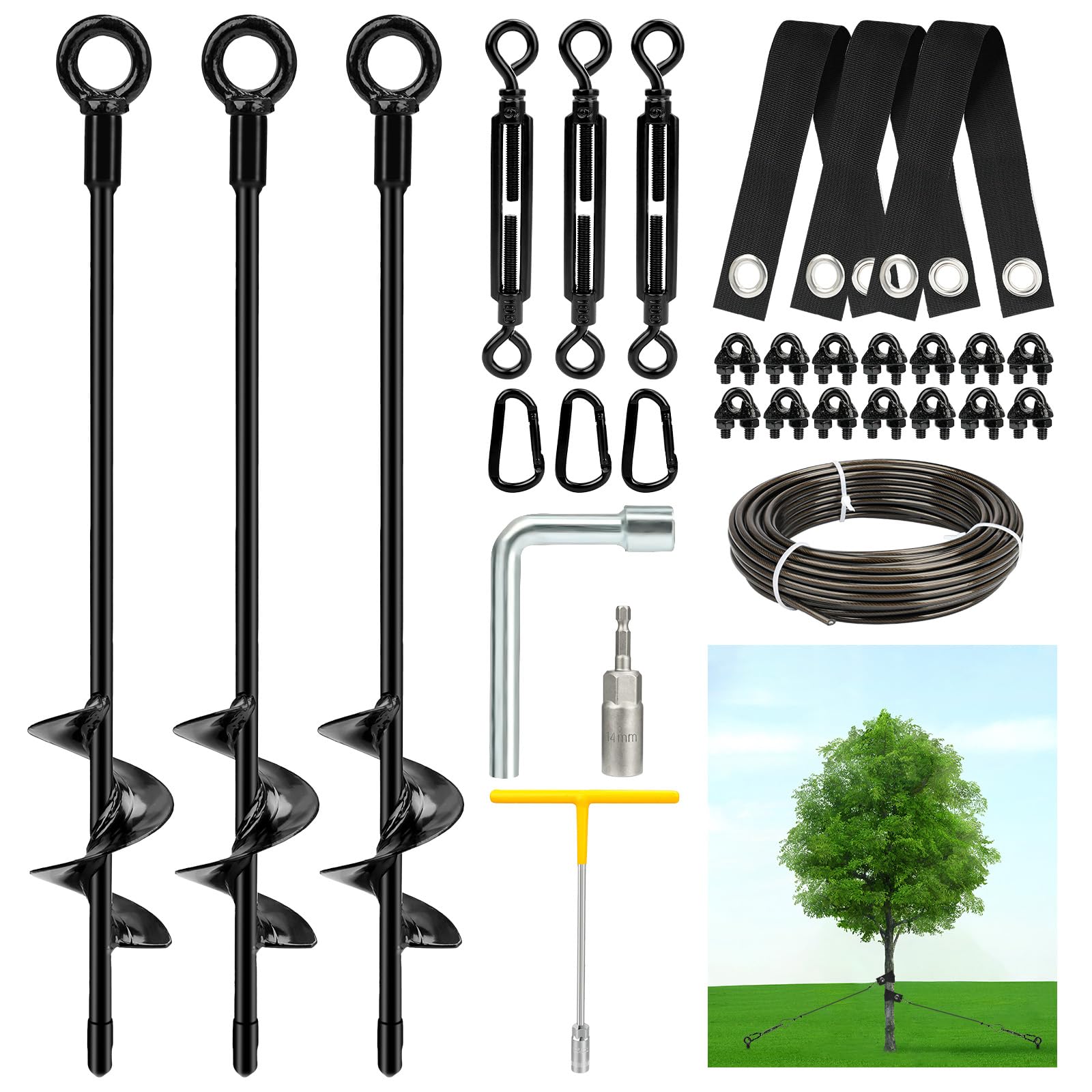 hannger 3 Pack 18" Tree Stakes and Supports for Leaning Trees, Tree ...