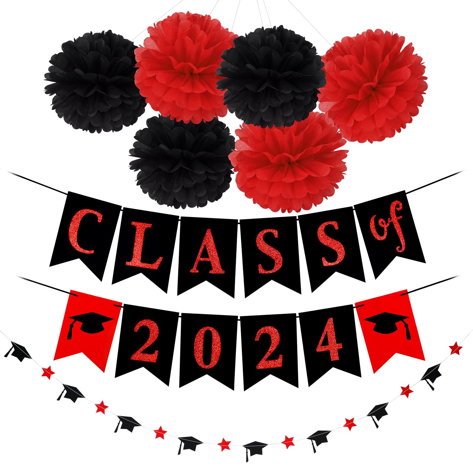 Class of 2024 Banner Red and Black Graduation Banner Class of 2024 Sign ...