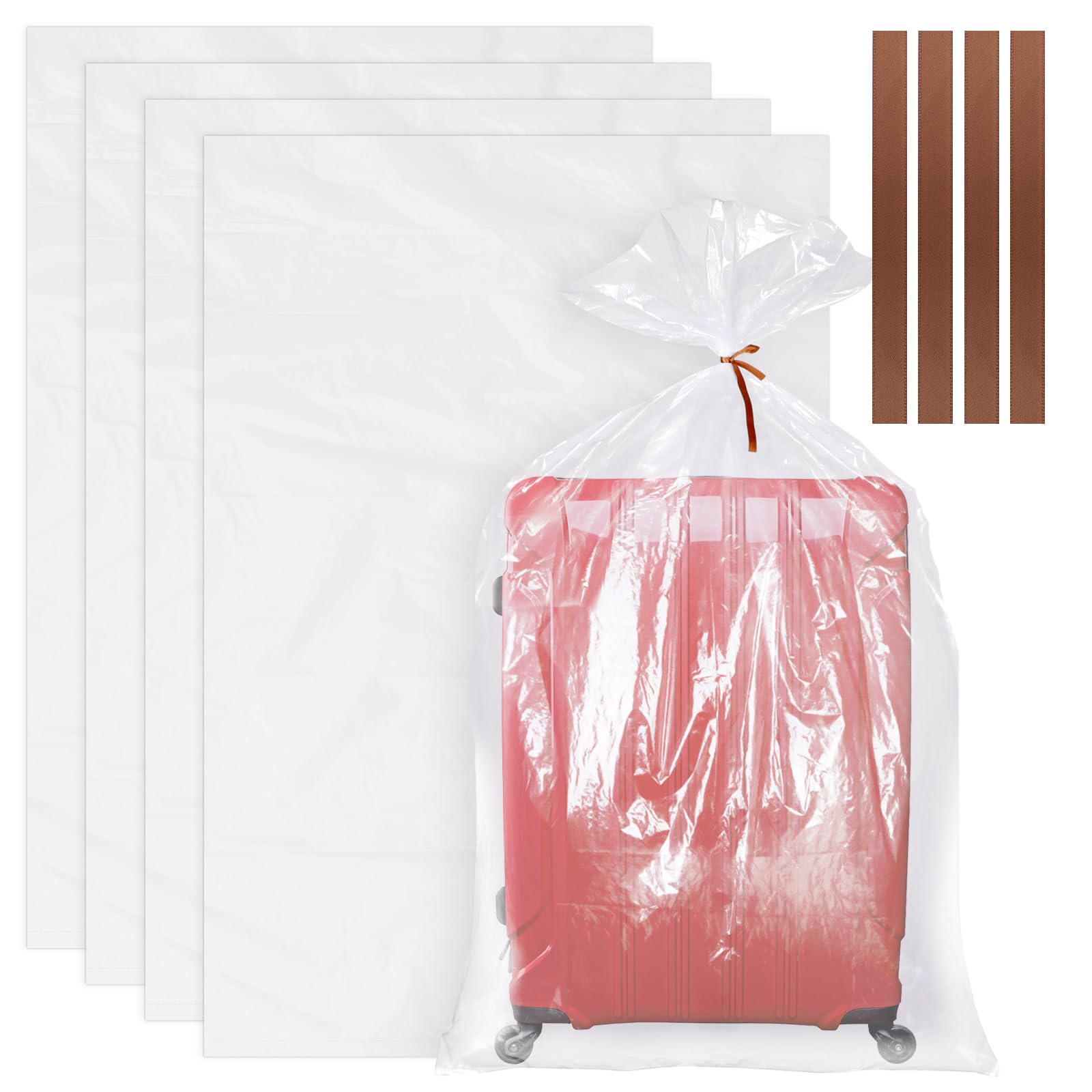 4 Pack Large Clear Plastic Bags, 40" x 60" Moistureproof Dustproof Large Storage Bags, Reusable ...