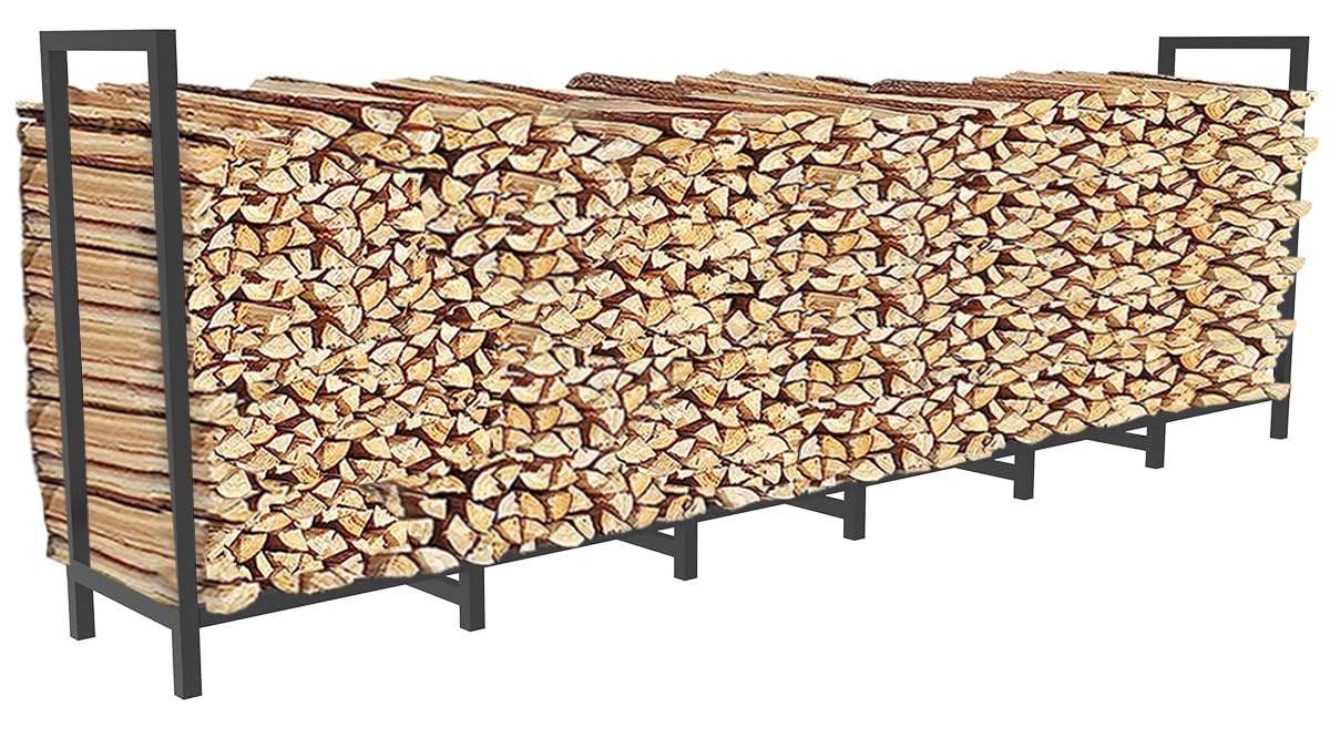 BALIE SPACE 8ft Outdoor Firewood Rack Holder with 14 Support Legs for ...