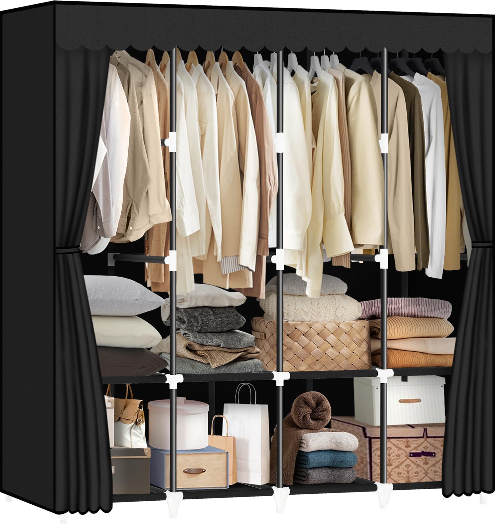 Mua LOKEME Portable Closet, Black Wardrobe Closet Organizer with Cover ...