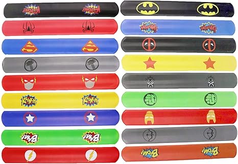 HONGCI 36PCS Superhero Slap Bands,Slap Bracelets Fun and Super Slap ...