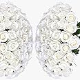 Amazon.com: 50PCS Realistic White Roses Artificial Flowers Bulk, Fake ...