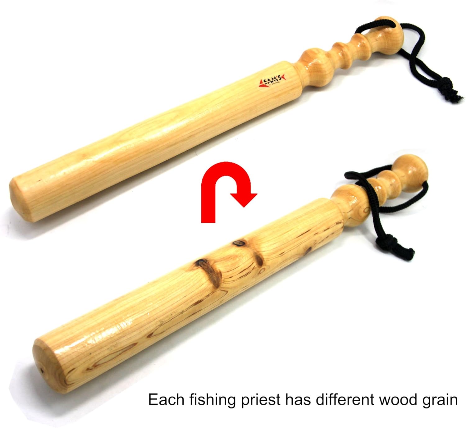 SAMSFX Wooden Priest Fish Wacker Bat with Lanyard 14-Inch 175g for Sea ...