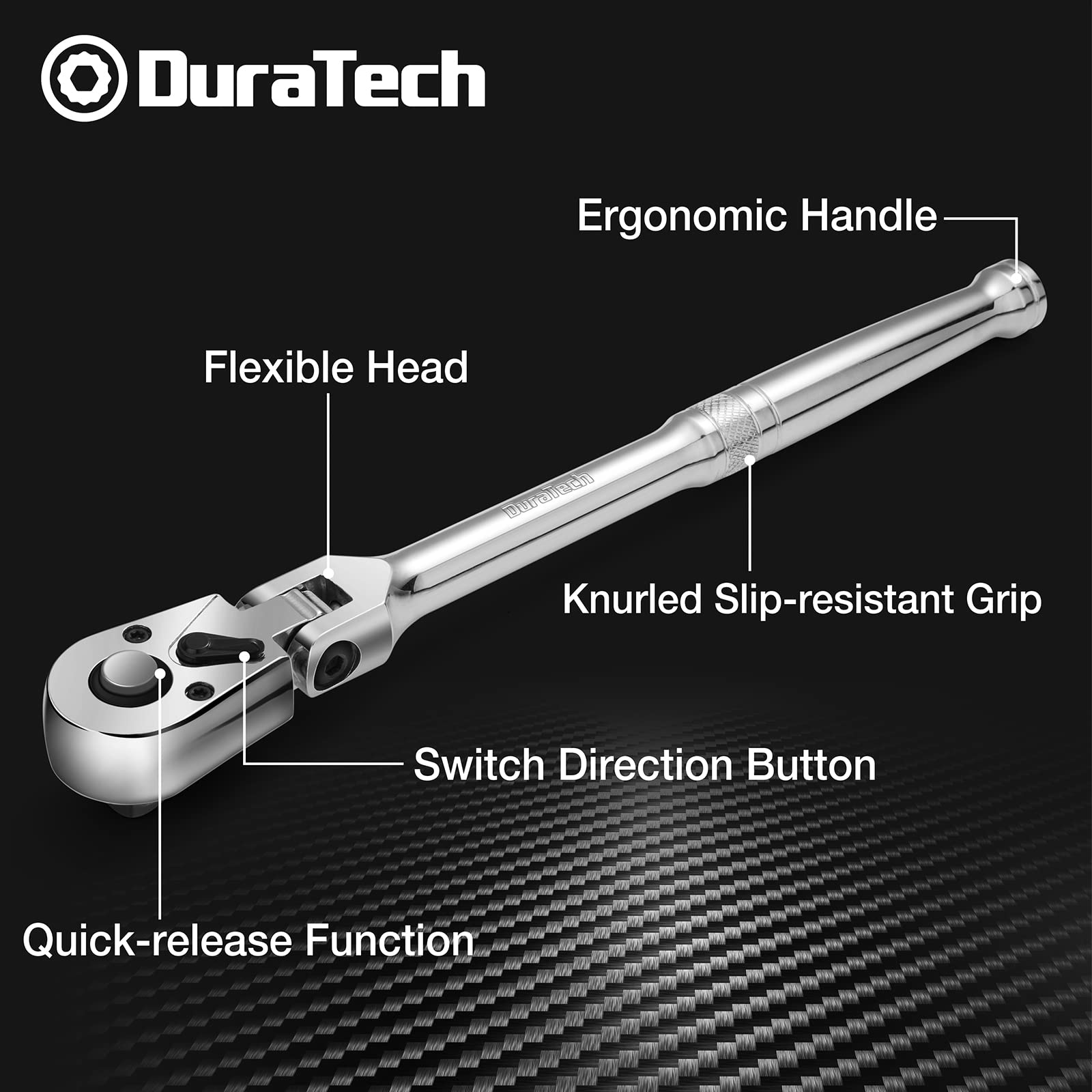 Mua DURATECH 3-Piece Flex-Head Ratchet Set, 1/4", 3/8", 1/2" Drive ...