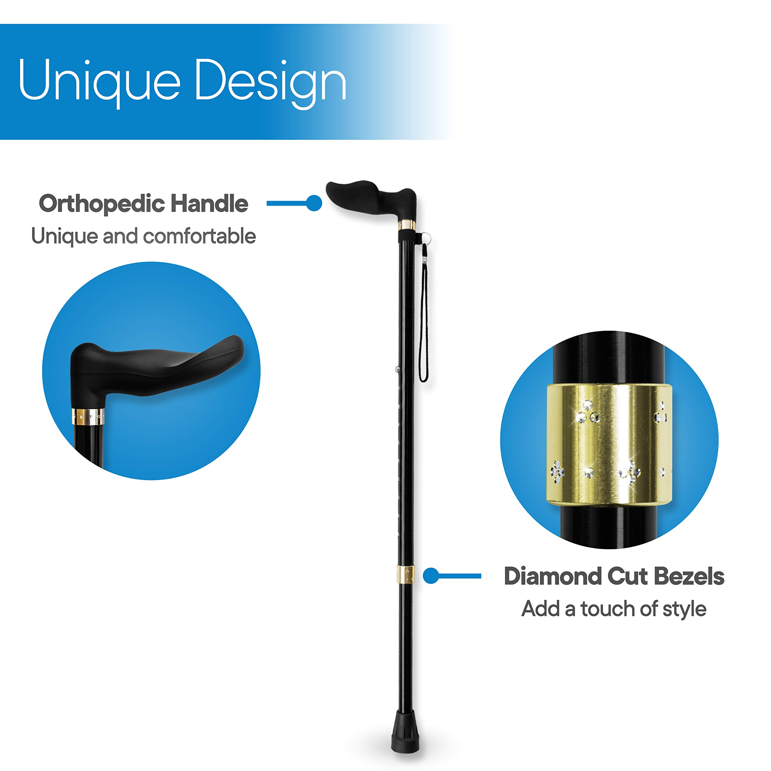 RMS Walking Cane with Palm Grip Orthopedic Handle for Left Hand ...