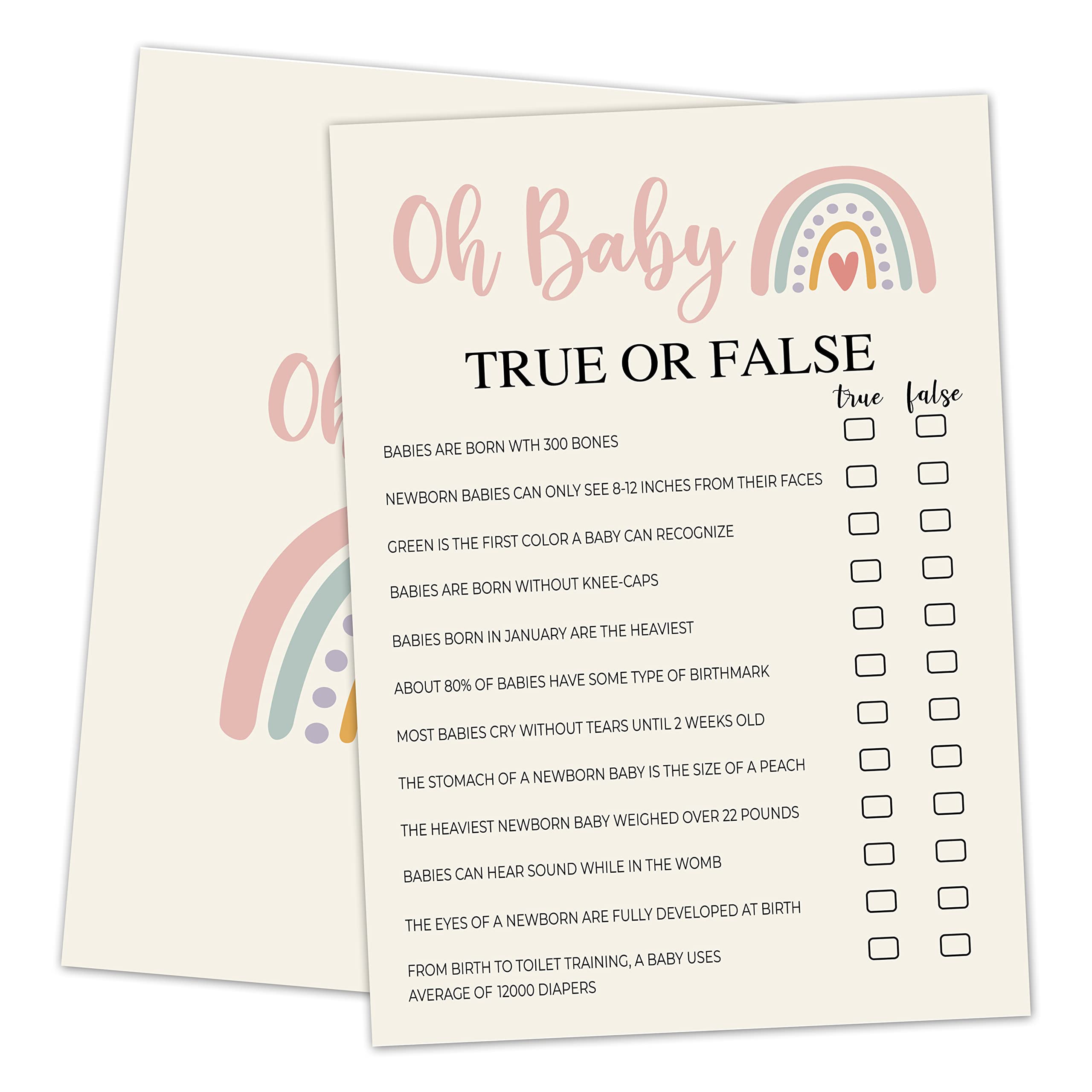 Mua 5 x 7“ Boho Rainbow Baby Shower Game - Oh Baby True Or False Game ...