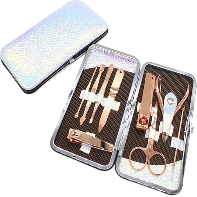 Luxury Manicure Set, 9 Piece Kit, Rose Gold Tools, High Quality ...