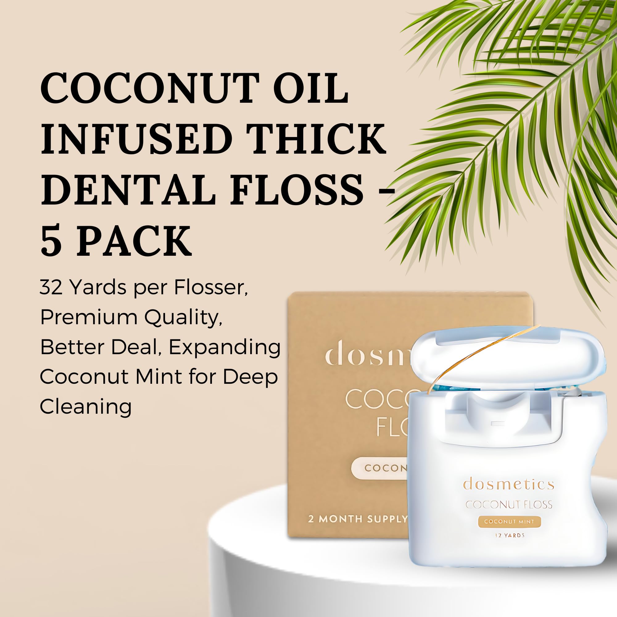 Mua Coconut Oil Infused Thick Dental Floss 5 Pack, Coconut Mint ...