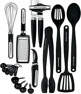 Amazon.com: KitchenAid Classic Tool and Gadget Set, 17-pc, Black ...