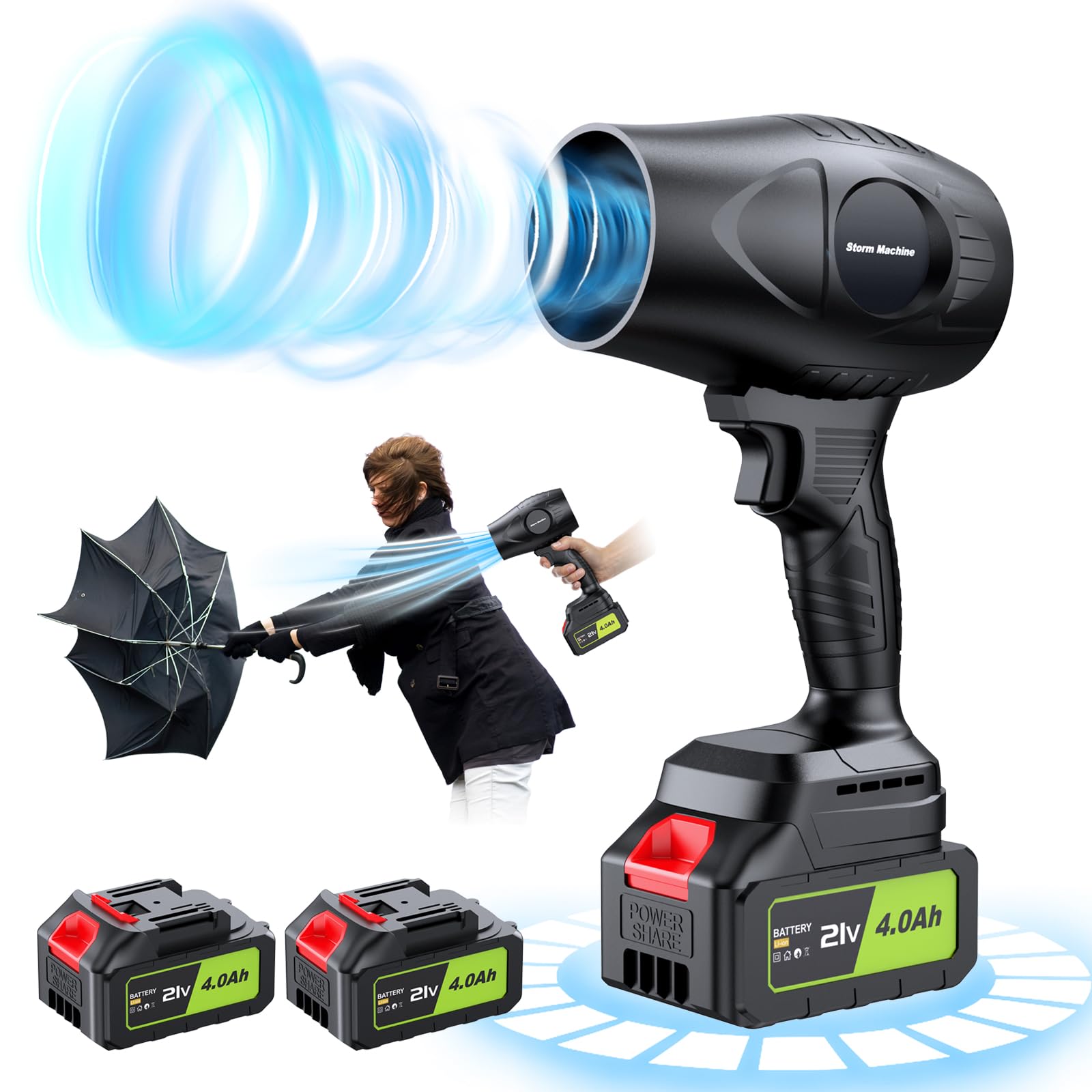 Electric Cordless Leaf Blower 300000RPM Handheld Leaf Blower 2 X 4.0Ah ...