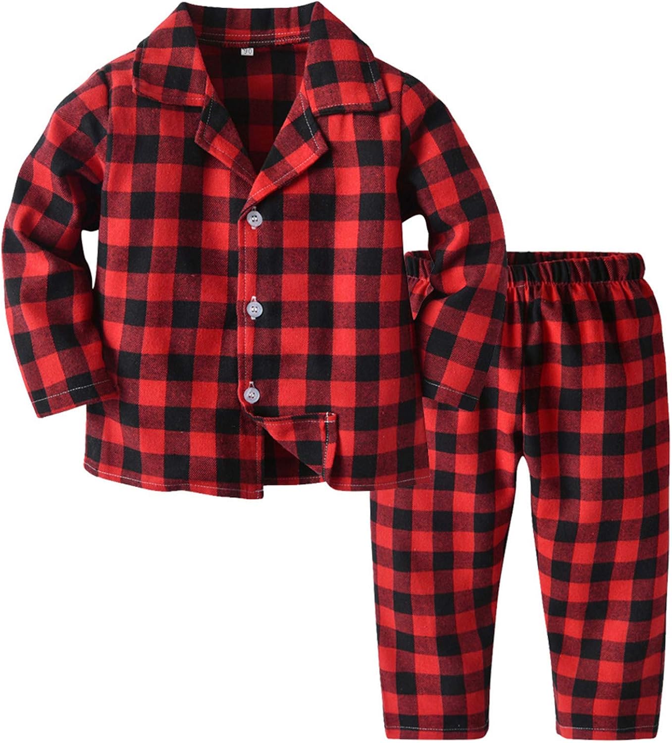 Kids Boys Girls Plaid Pajamas, Toddler Baby Winter Button Homewear ...