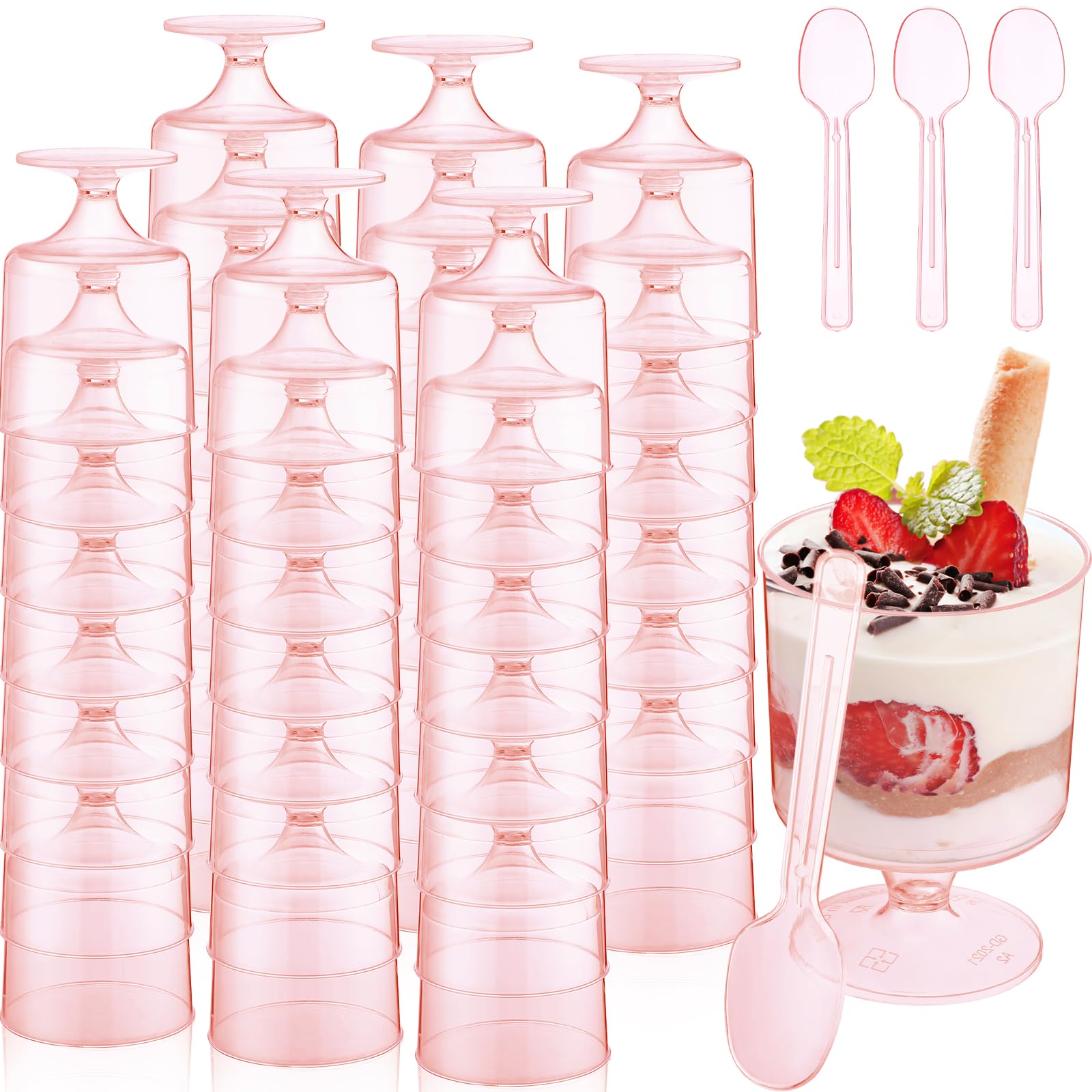 Nuogo 5 oz Clear Plastic Dessert Cups with Spoons, Clear Dessert Cups ...