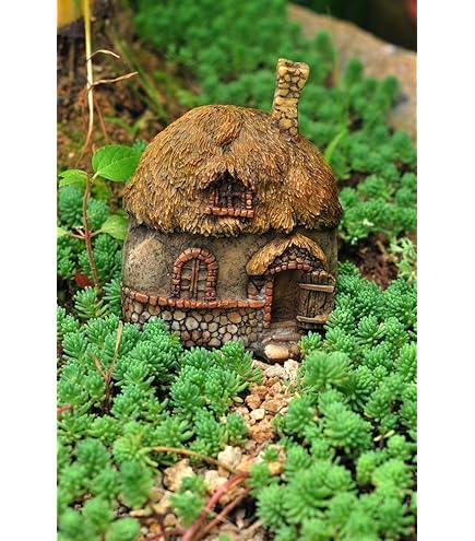 Fairy Grass 12 Pcs Cottages Miniature Dollhouse Stone House Mini Garden ...