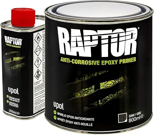 RAPTOR 4:1 Anti-Corrosive Epoxy Primer Kit UP4831 Gray 1L, 2 Piece Set ...