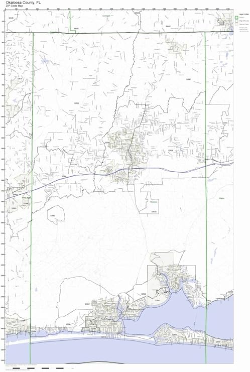 Amazon.com: Okaloosa County, Florida FL ZIP Code Map Not Laminated: Home & Kitchen
