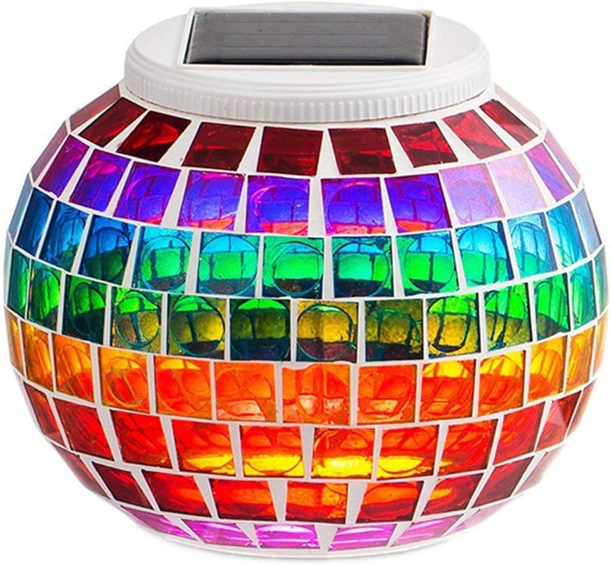 Solar Mosaic Garden Lights, MUEQU Color Changing Crystal Glass Globe ...