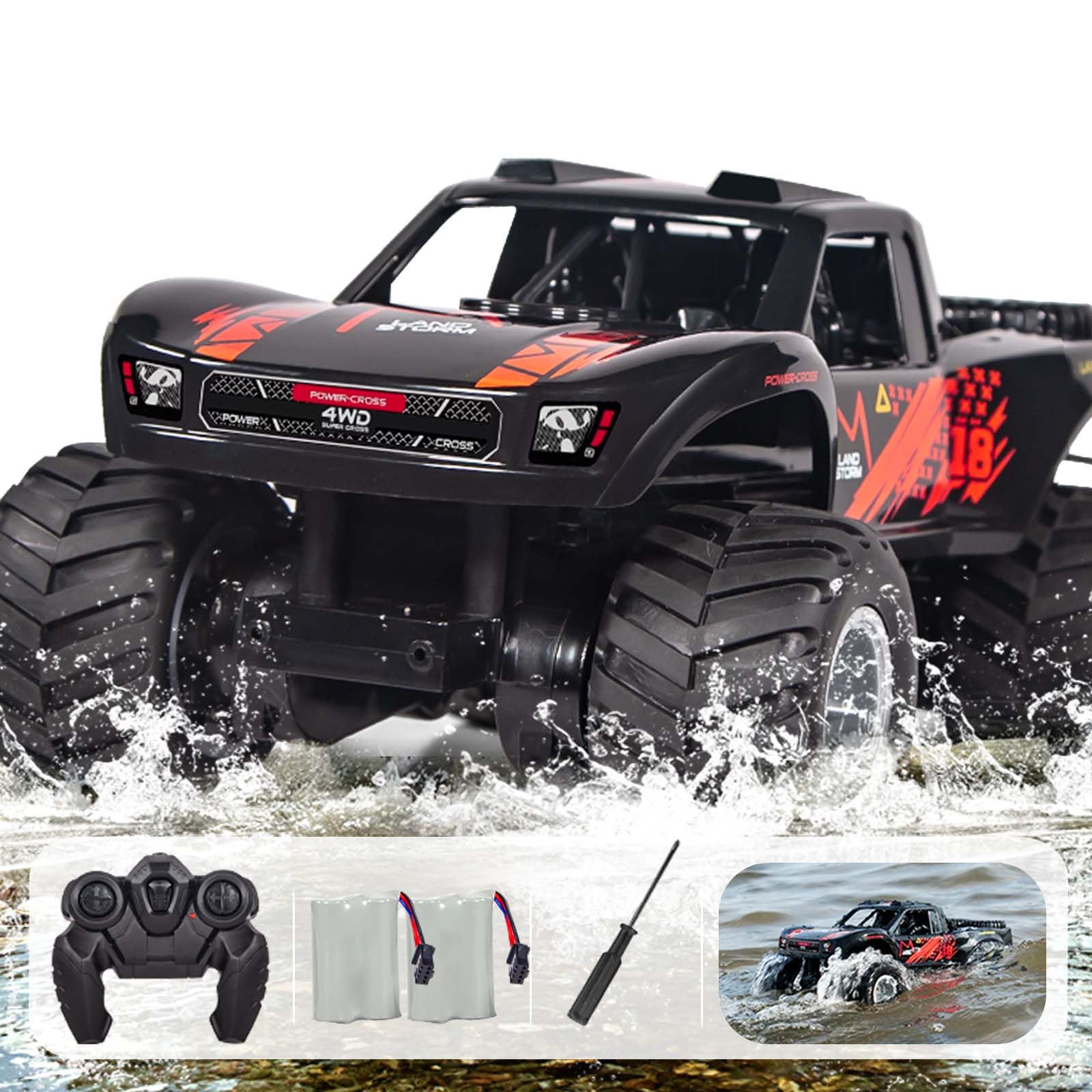 KB KAIBO 1:16 Amphibious Remote Control Car, 2.4GHz Monster Truck Toys ...