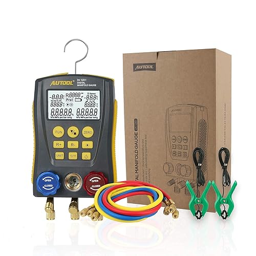 AUTOOL Refrigeration Digital Manifold Gauge Meter, HVAC Gauge Digital AC Manifold Gauge Set ...