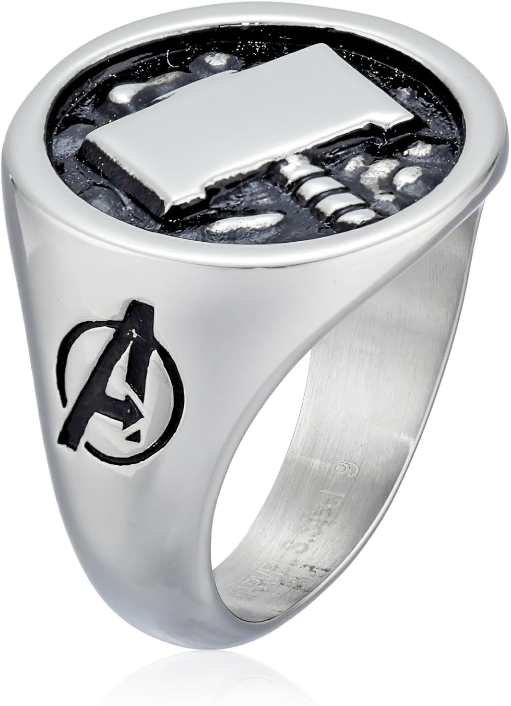 Marvel Comics Men's Stainless Steel Enamel Thor Hammer Ring: Amazon.co ...