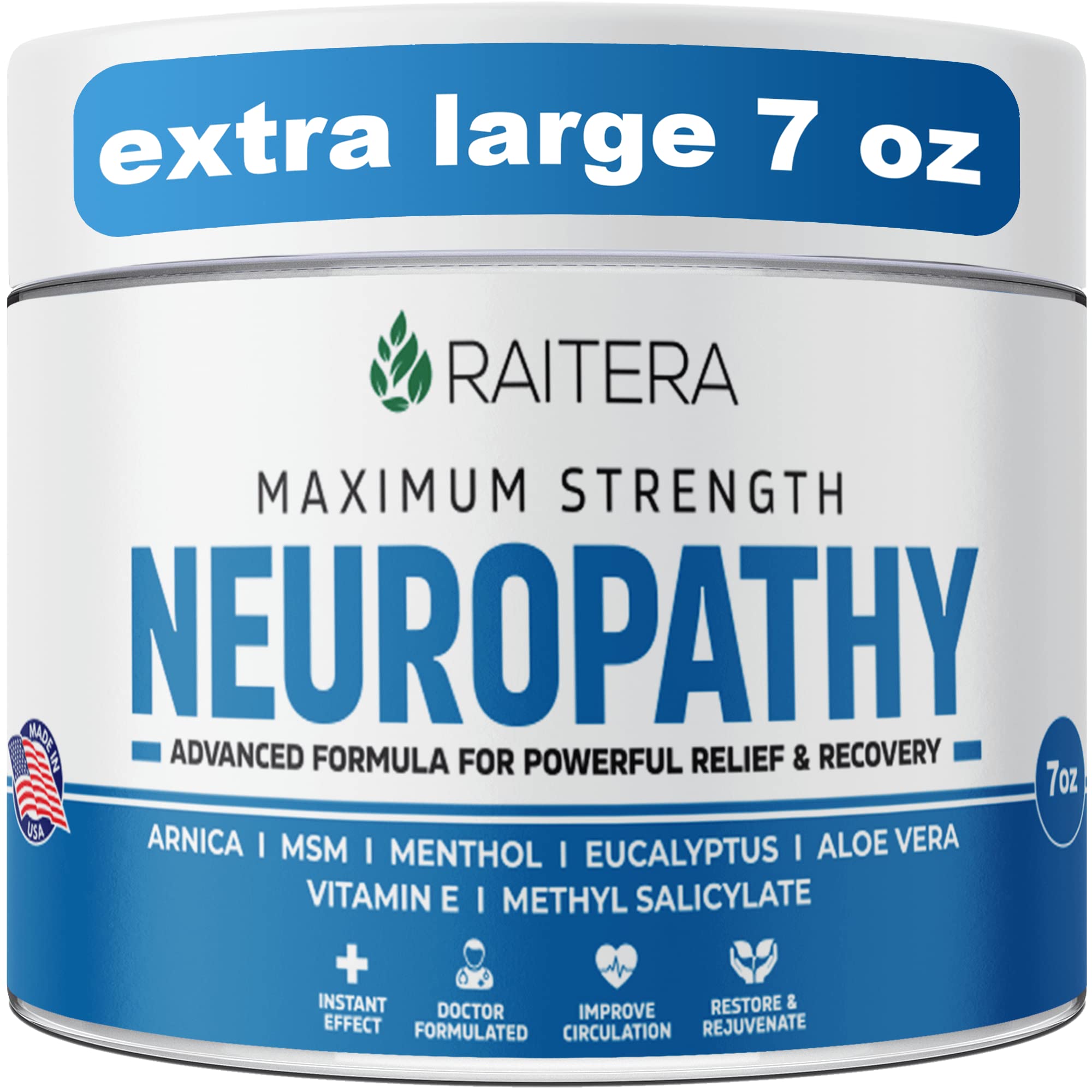 Raitera Neuropathy Relief Cream - 7 oz - Maximum Strength Nerve Relief ...