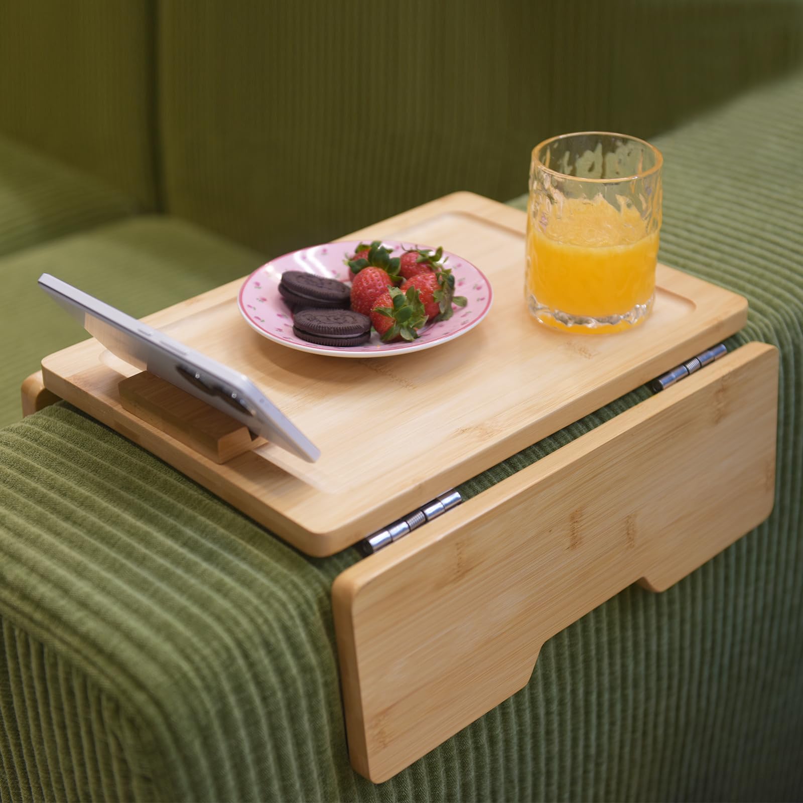 GLYHAOYIZHI Couch Arm Table Tray with 360°Rotating Holder Sofa Arm Tray ...
