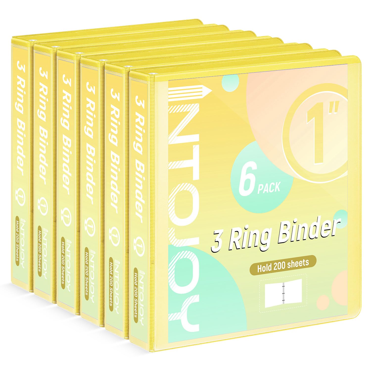 3 Ring Binder 1 Inch, IntoJoy 6 Pack Clear View 3 Hole Binder PVC-Free ...