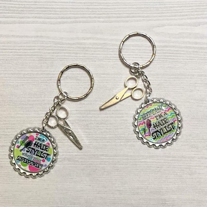 Amazon.com: hair stylist keychain key ring with charm: Handmade