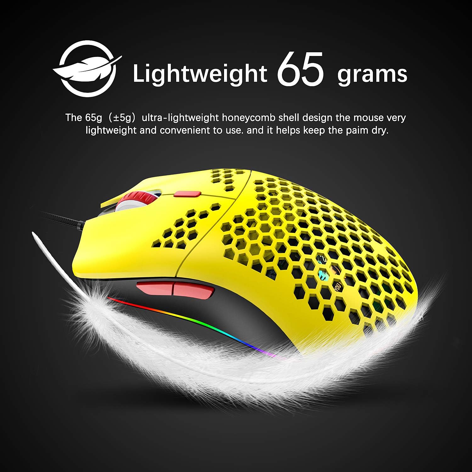 Gaming Mice Yellow Lightweight Wired Gaming Mouse with 7 Button 16RGB ...