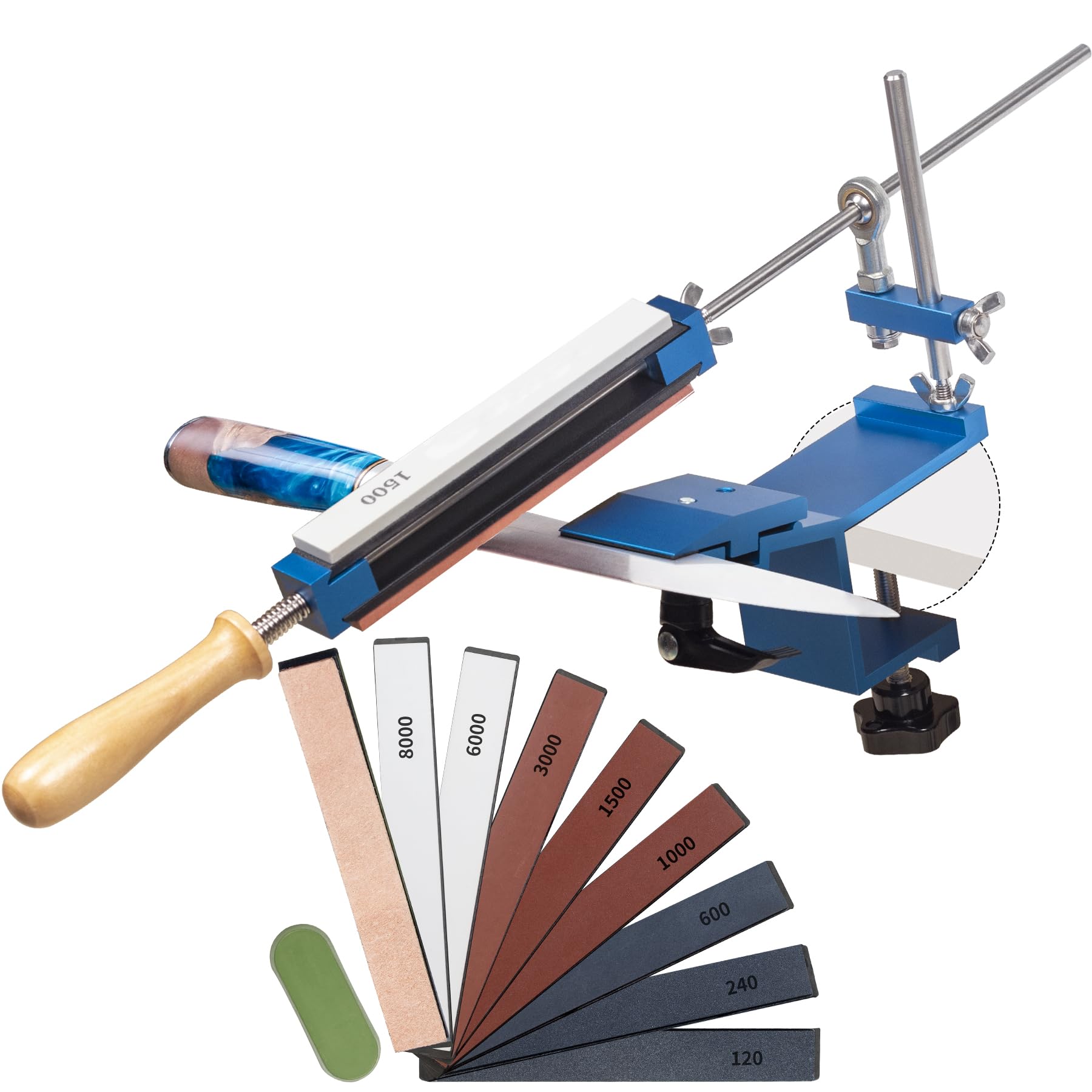 CWOVRS Knife Sharpening Kit with Quick-Clamp Design, Fixed-Angle Knife ...