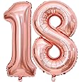 Amazon.com: 18 Balloon Number, 40 Inch Rose Gold Foil Balloons Giant Jumbo Helium Number 18 ...