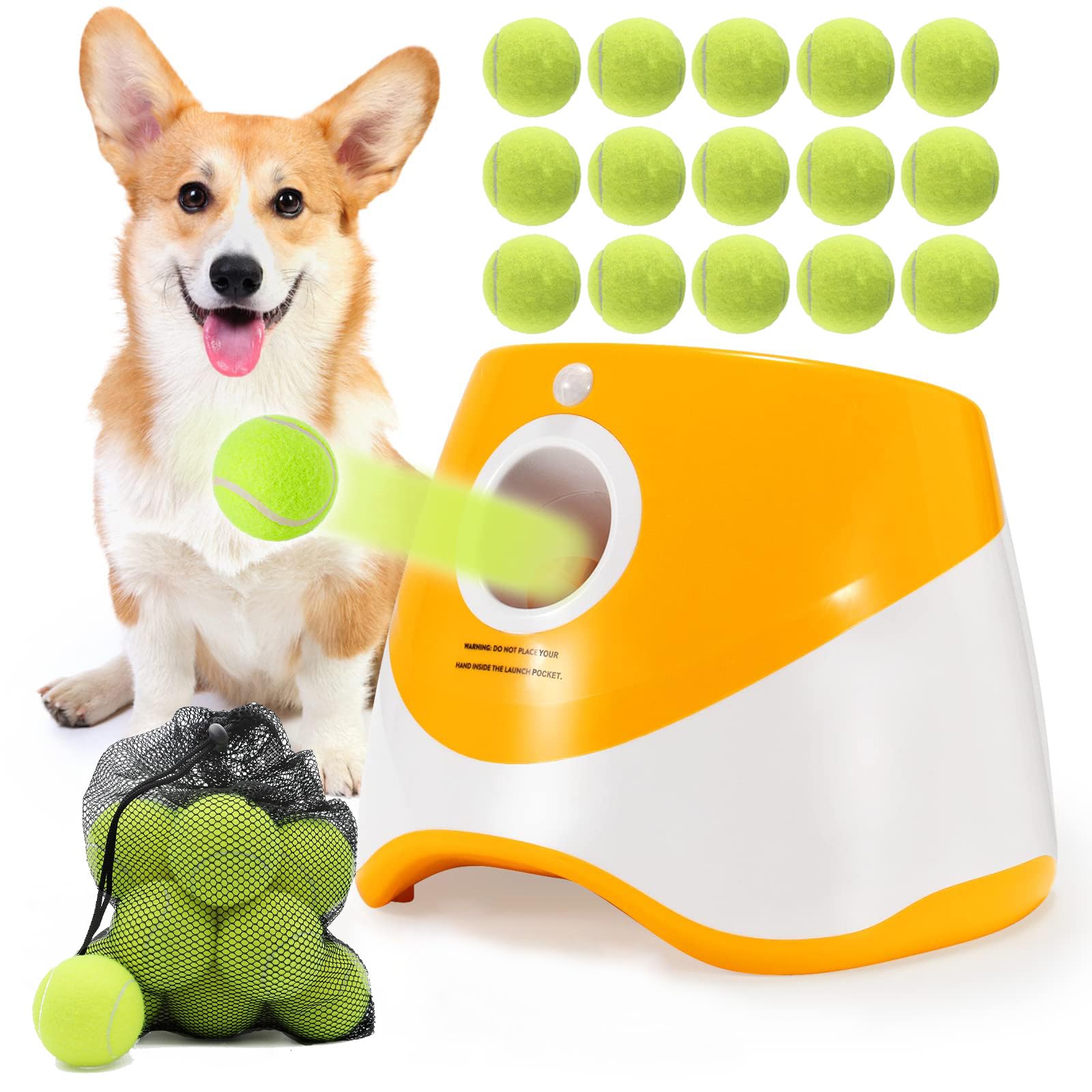 Automatic Ball Launcher for Small Dogs, USB Rechargeable Ball Thrower ...