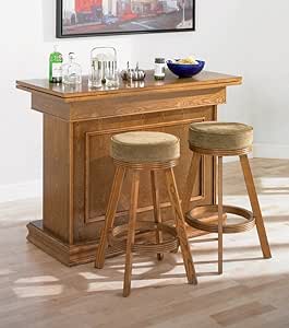 Amazon.com: 3pc All In One Game Table/Bar Unit & Bar Stools Set Oak ...