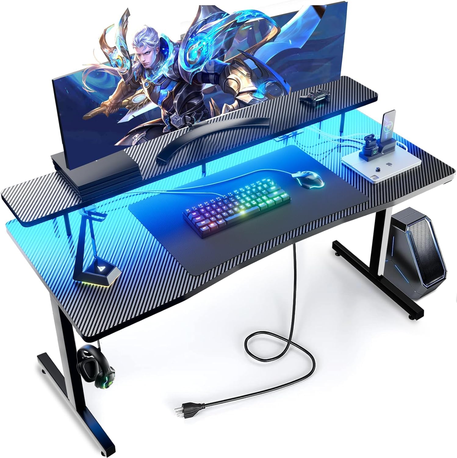 Mua GTRACING 55 Inch Gaming Desk with LED Lights, Computer Gamer Desk ...