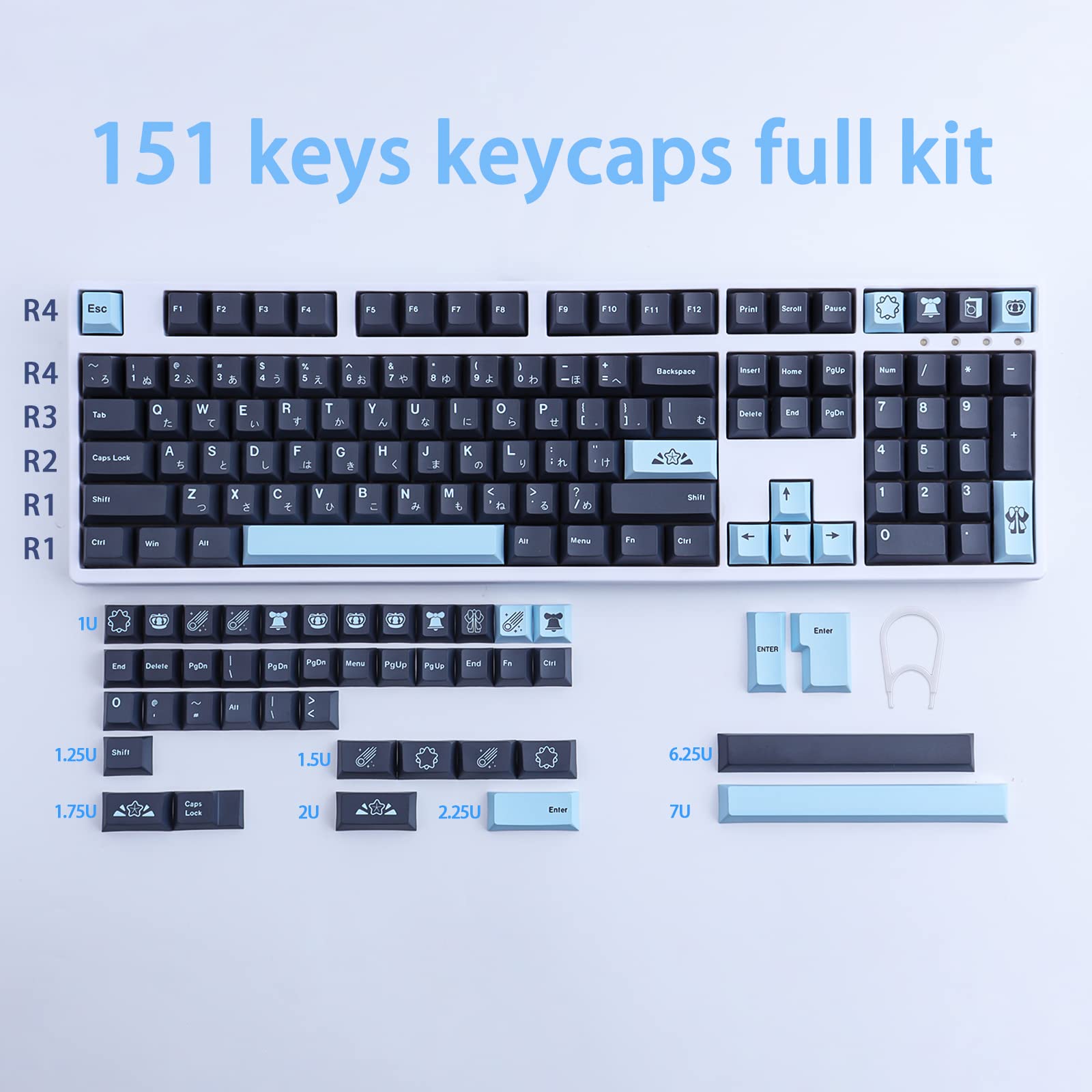 Mua Terukir Wunzkii PBT Keycaps 151 Keys Comet Keycaps Dye Sublimation ...