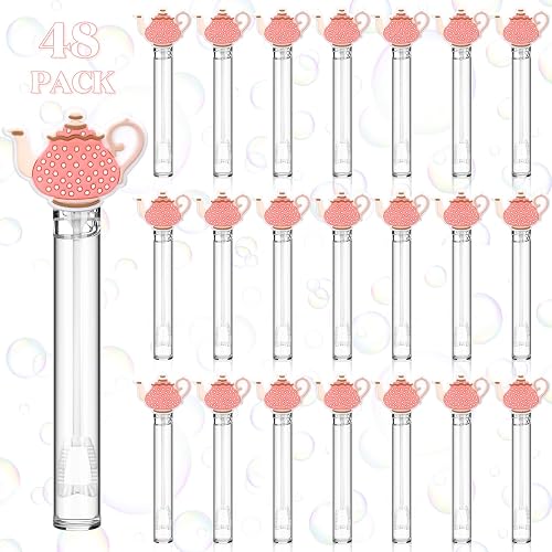 Shappy 48 Pcs Tea Party Bubble Wands Bulk Mini Bubbles Party Favors ...