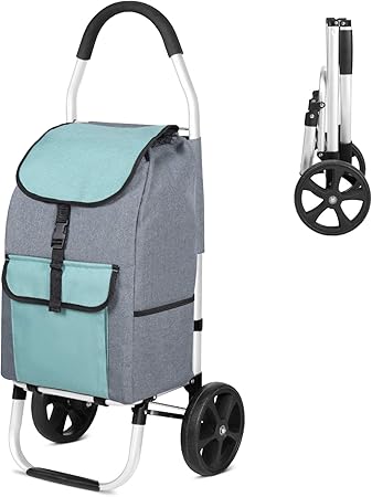 MFAVOUR Shopping Trolley, Folding Shopping Trolley on Wheels with ...