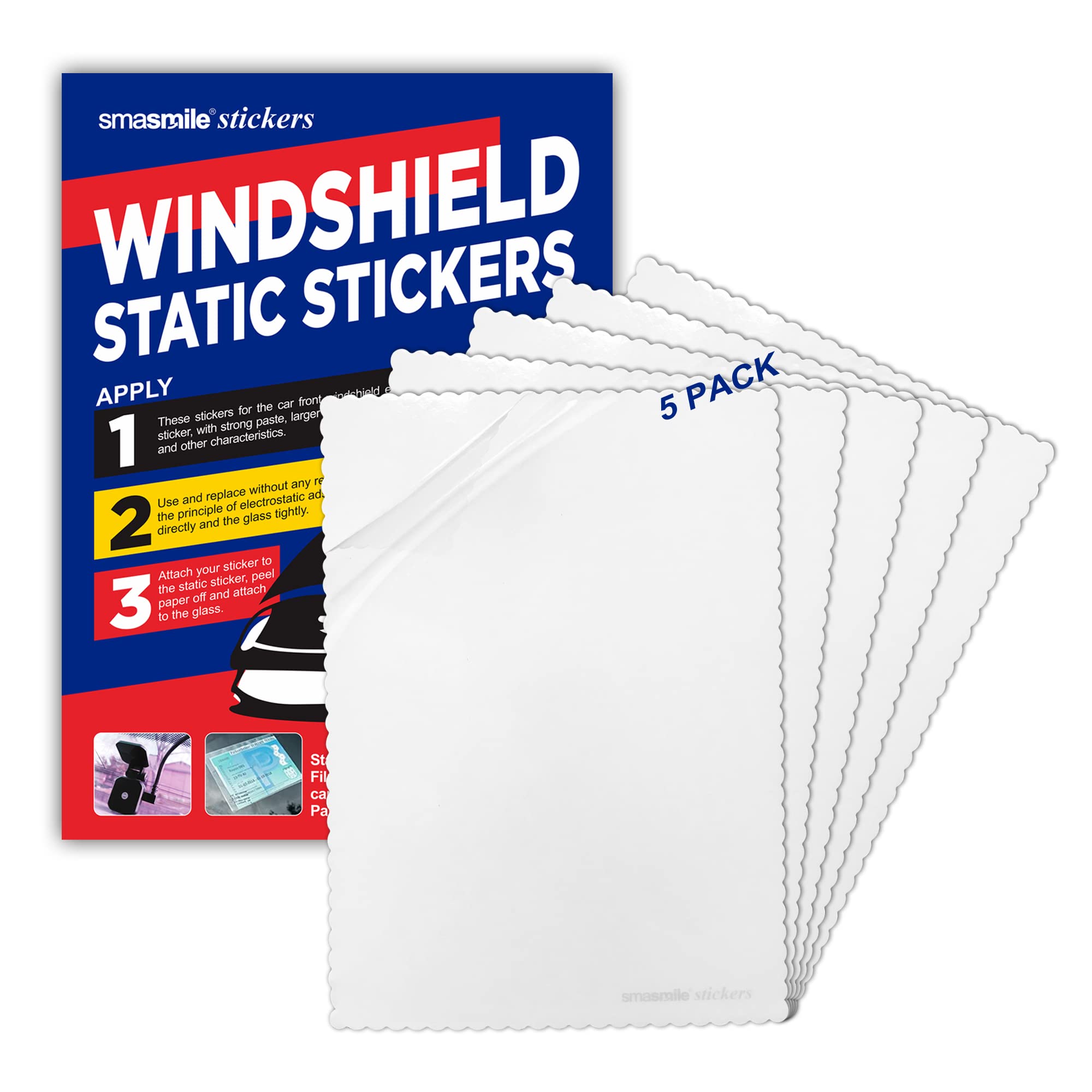 Windshield Sticker Applicator 5 Pack 5"x7" Static Cling for Stickers ...