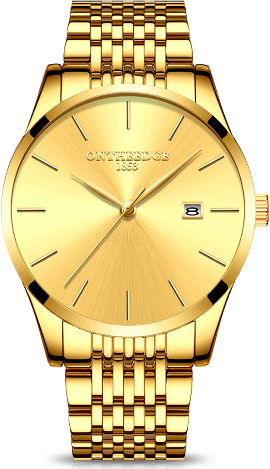 RORIOS Mens Thin Watches Business Dress Analog Quartz Stainless Steel ...