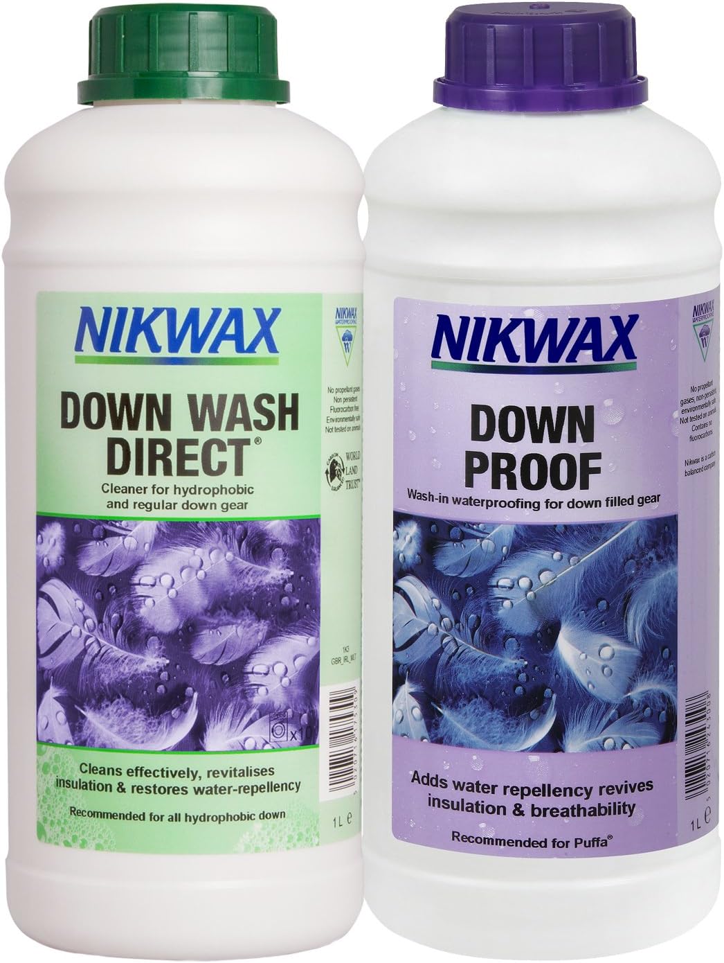 Nikwax Down Proof & Down Wash Direct Twin Pack for Waterproofing and ...