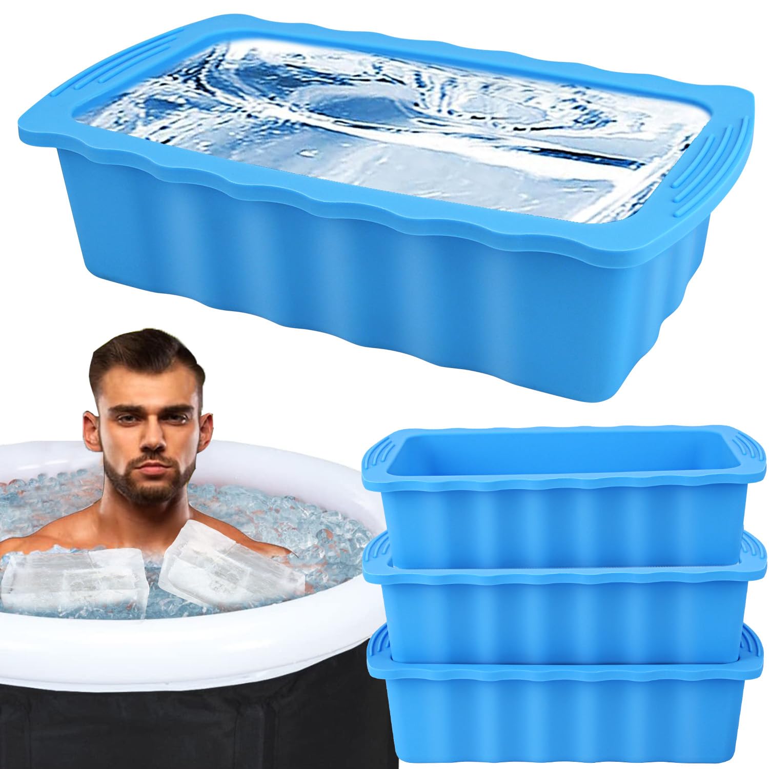 4Pack Extra Large Ice Block Molds-12LB Extra Thick Large Silicone Ice ...
