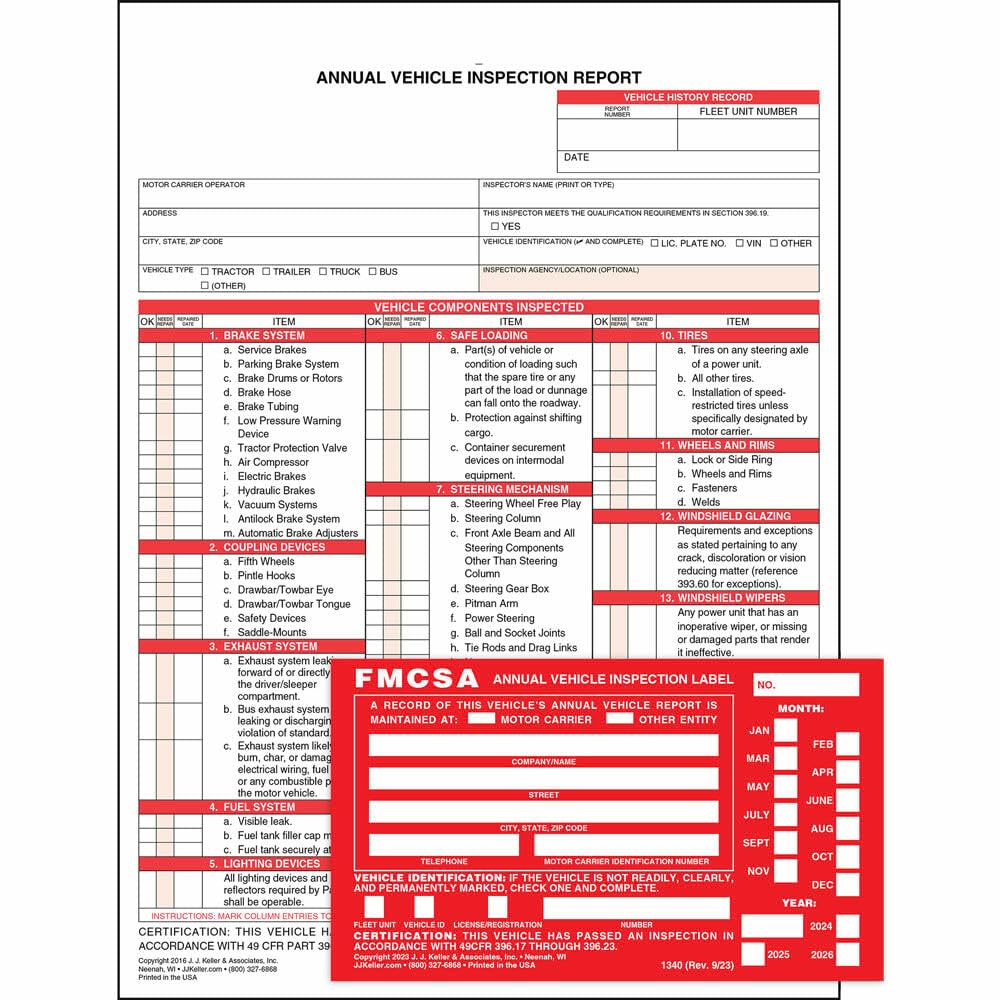 Mua J. J. Keller 25-Pack, Annual Vehicle Inspection Report Form & Red ...
