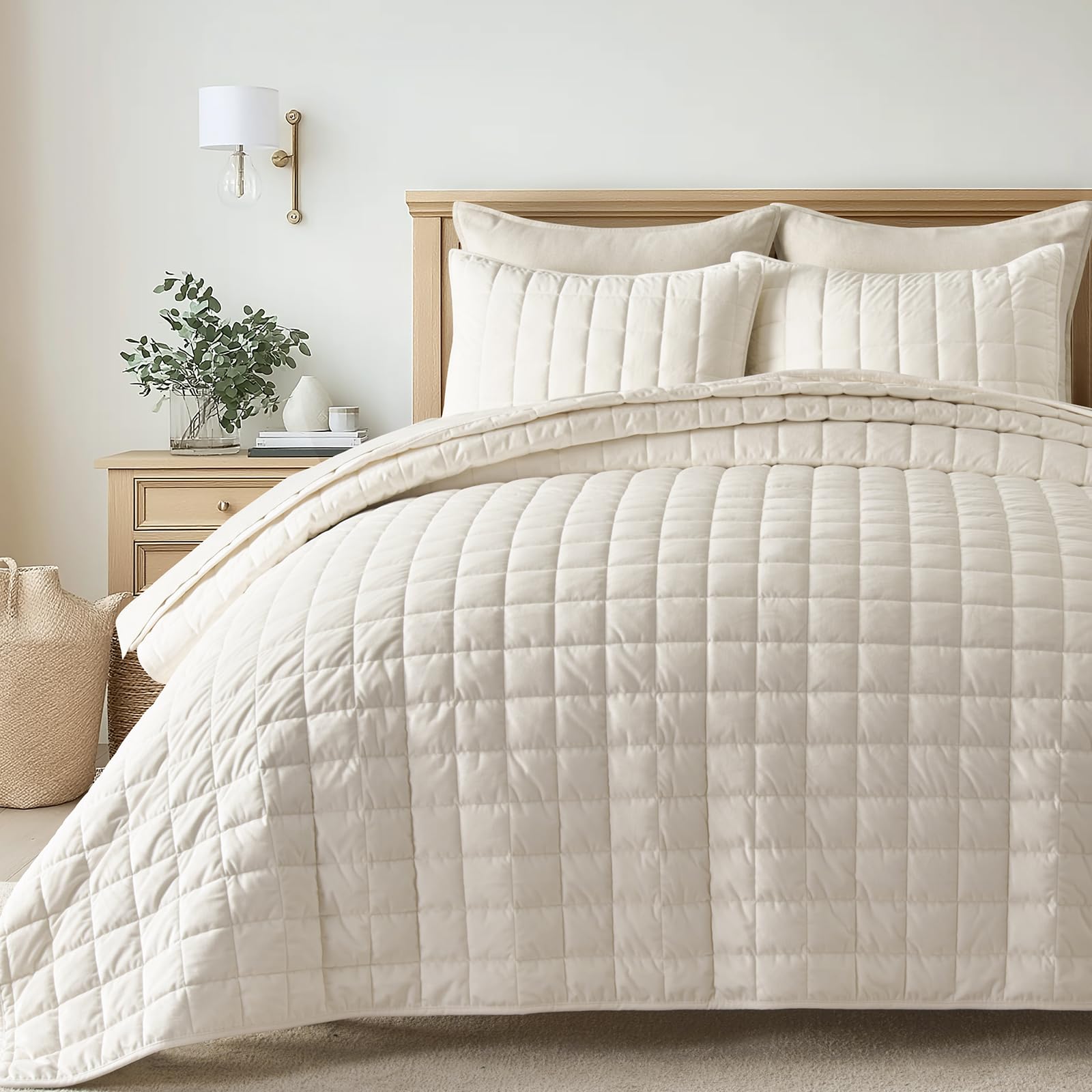 EVERGRACE Pearl Velvet Quilt Set King Size, Luxurious Soft Velvet ...