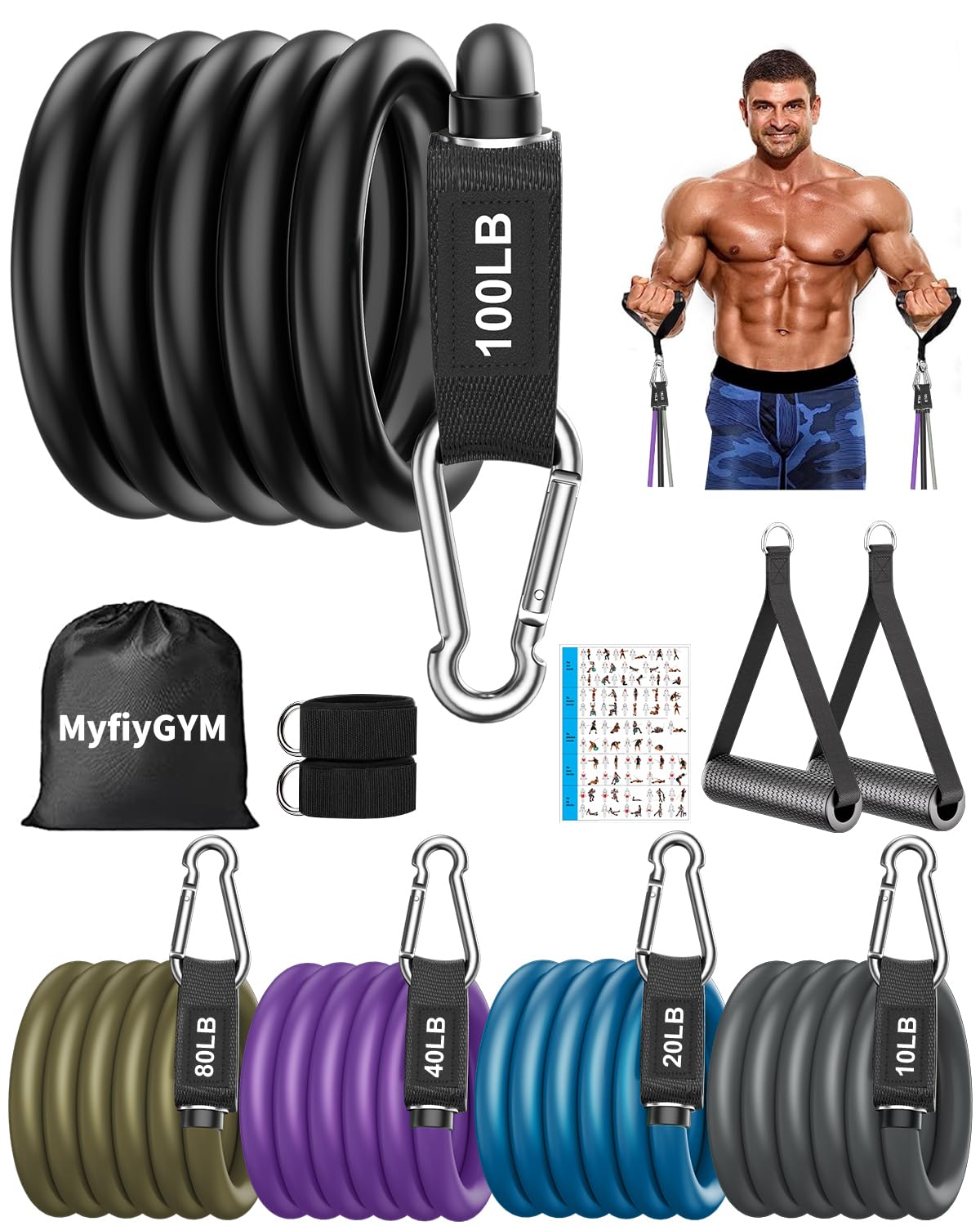 Mua Resistance Bands for Working Out, 250lbs Heavy Resistance Bands ...