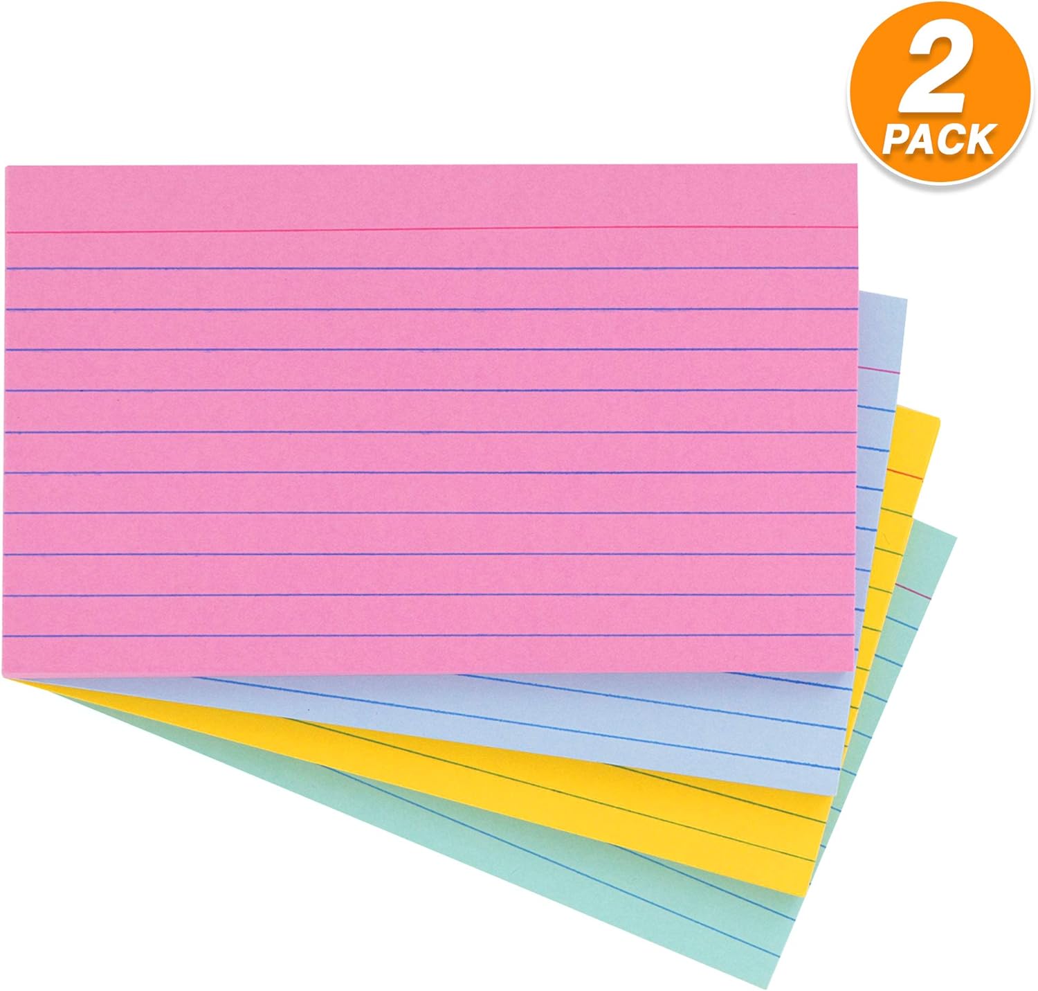 Amazon.com : Emraw Ruled Colored Index Card Plain Back 3”x5” – For ...