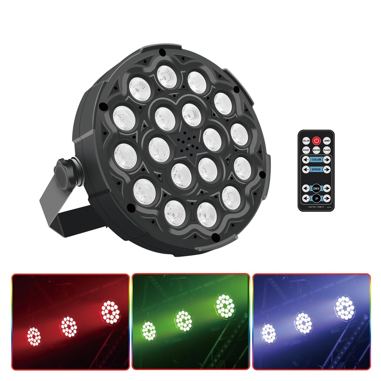 72W 18LED Par Lights for Stage & Party, Sound Activated DJ Wash Lights ...